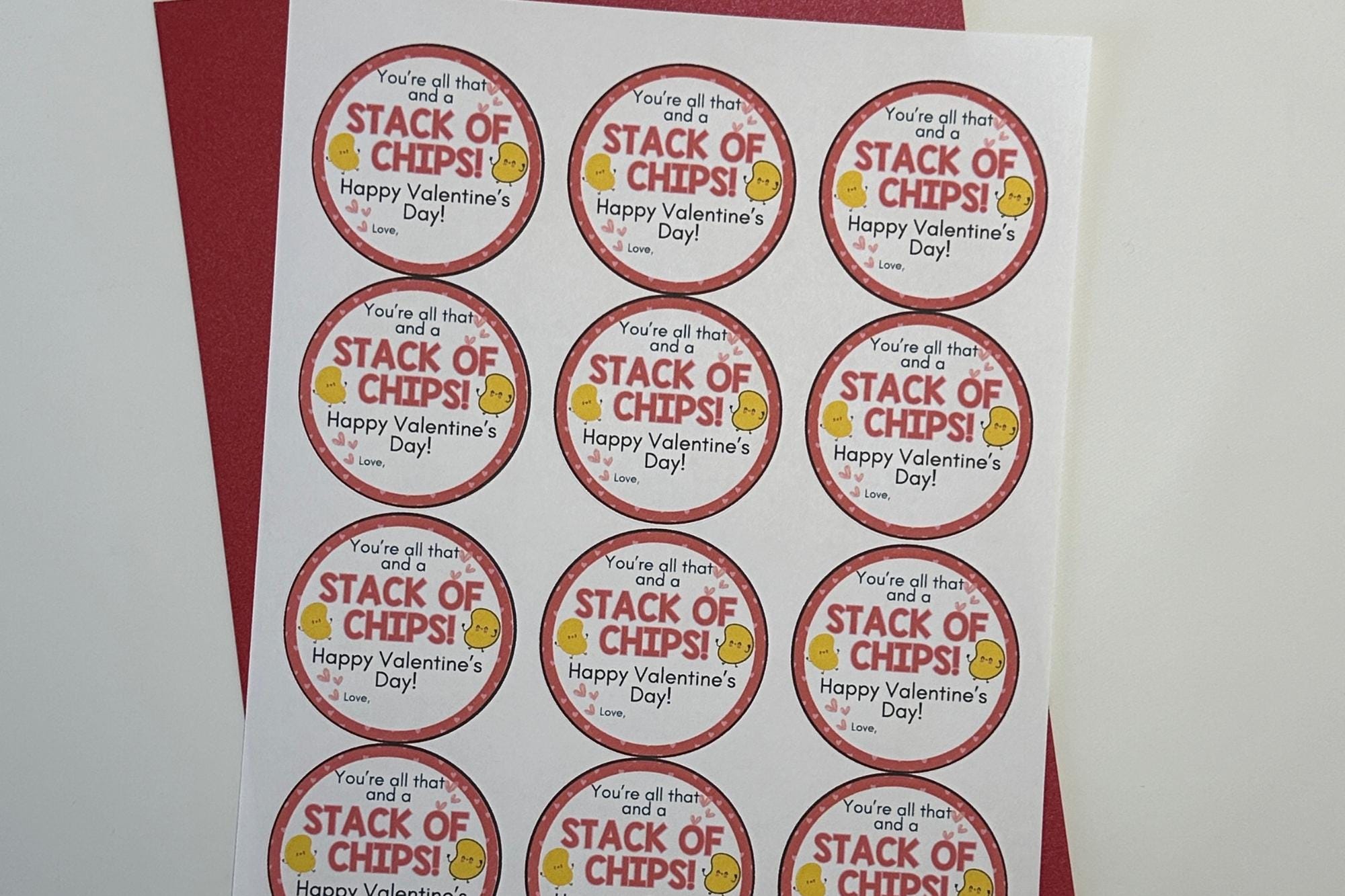 Editable "you're All That and a Stack of Chips" Valentine Labels ...