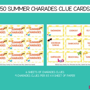 Summer Charades Charades for Kids Charades for Families Family Game ...