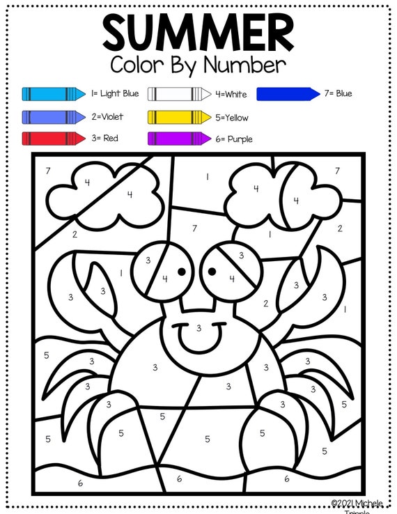 Color By Number Summer Coloring Pages Summer Color By Number