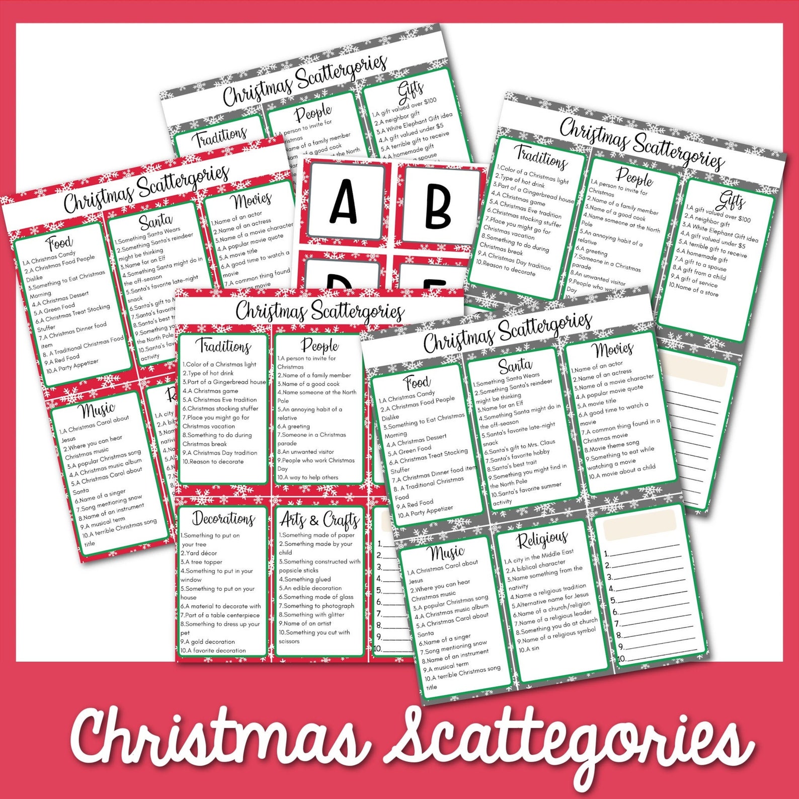 Christmas Scattegories | Printable Christmas Scattergories | Christmas ...