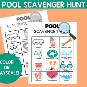 Pool Scavenger Hunt | Printable Pool Party Game | Summer Poolside ...