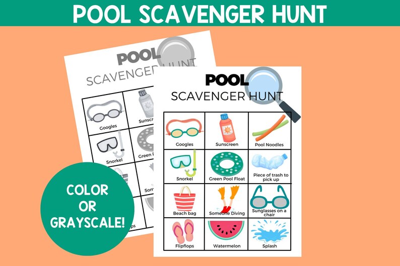 Pool Scavenger Hunt | Printable Pool Party Game | Summer Poolside ...