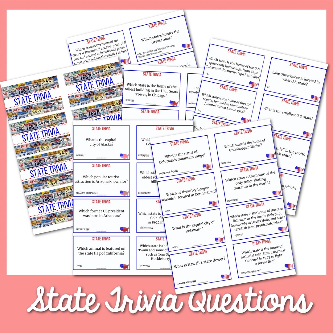 100 State Trivia Questions | Printable U.S. State Trivia | Educational ...