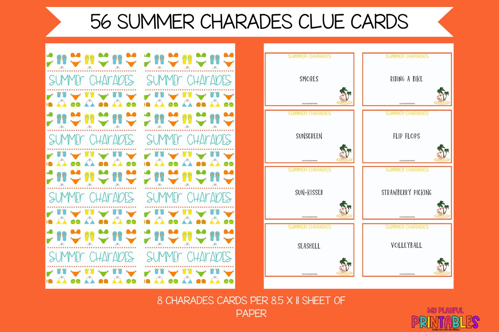 Summer Charades Charades for Kids Charades for Families Family Game ...
