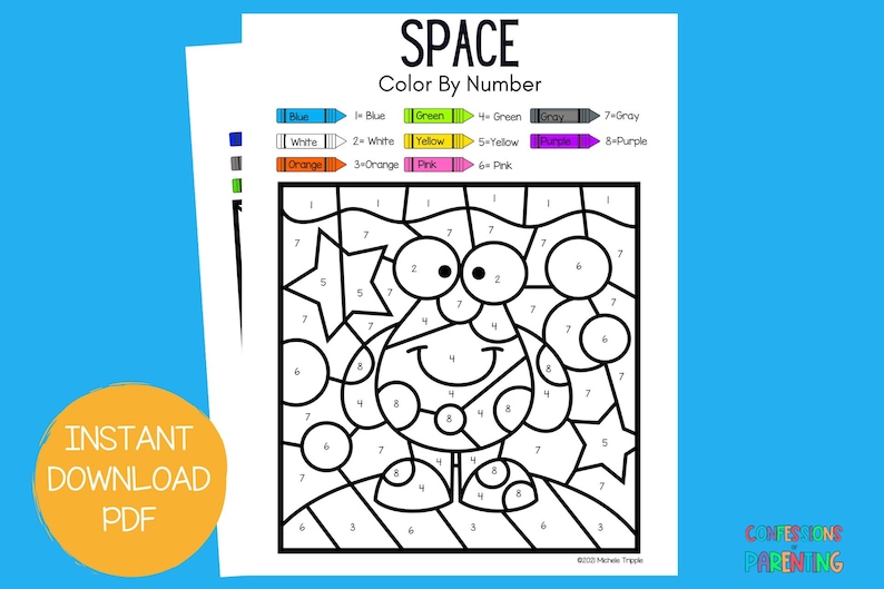 Space Color by Number | Color by Number | Space Activities for Kids ...