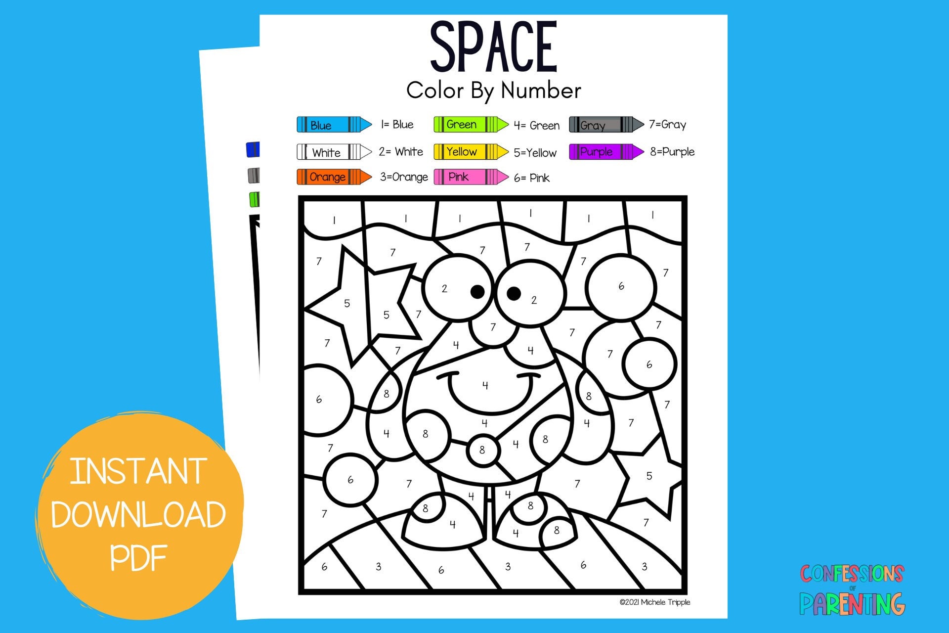 Space Color by Number | Color by Number | Space Activities for Kids ...