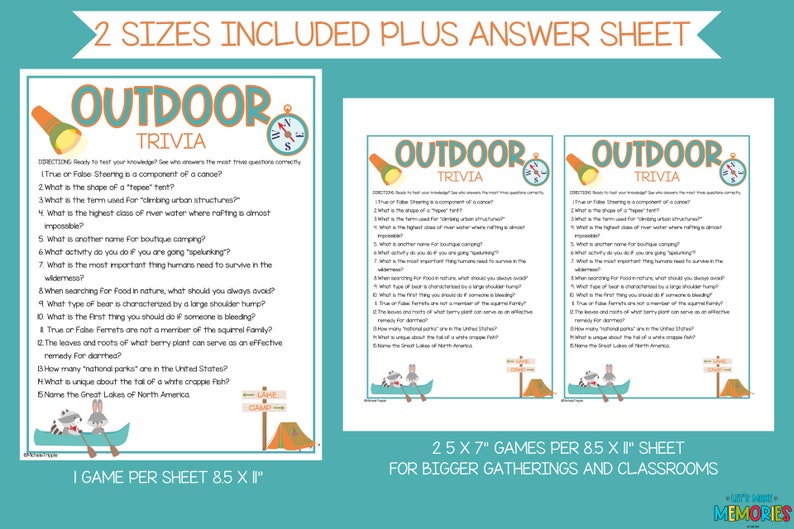 Outdoor Trivia Questions Game | Printable Outdoor Trivia | Fun ...