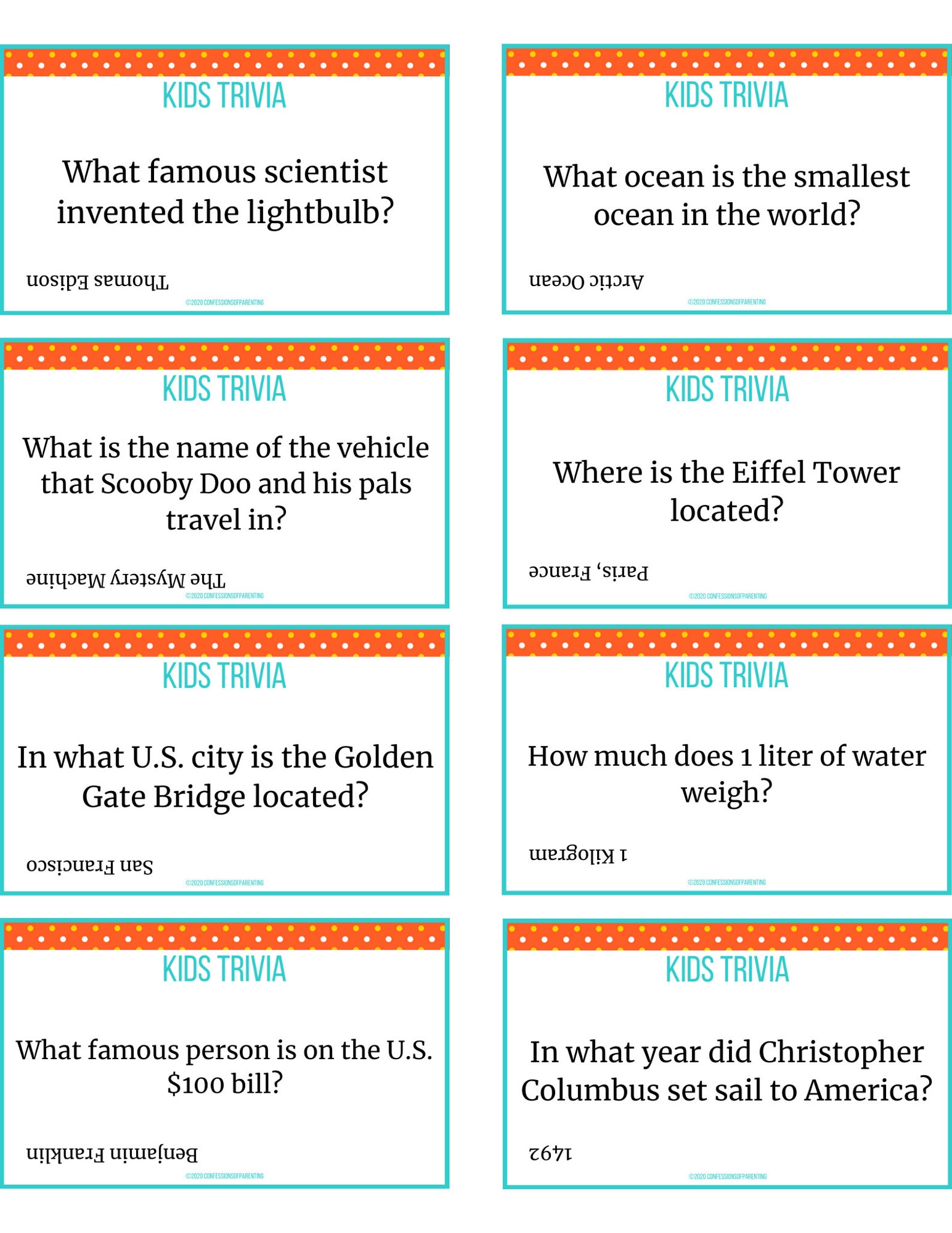 300+ Trivia Questions for Kids| Kids Trivia Game | Printable Trivia for ...