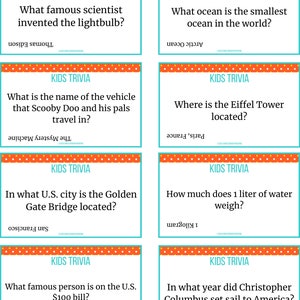 Trivia for Kids Cards - Etsy