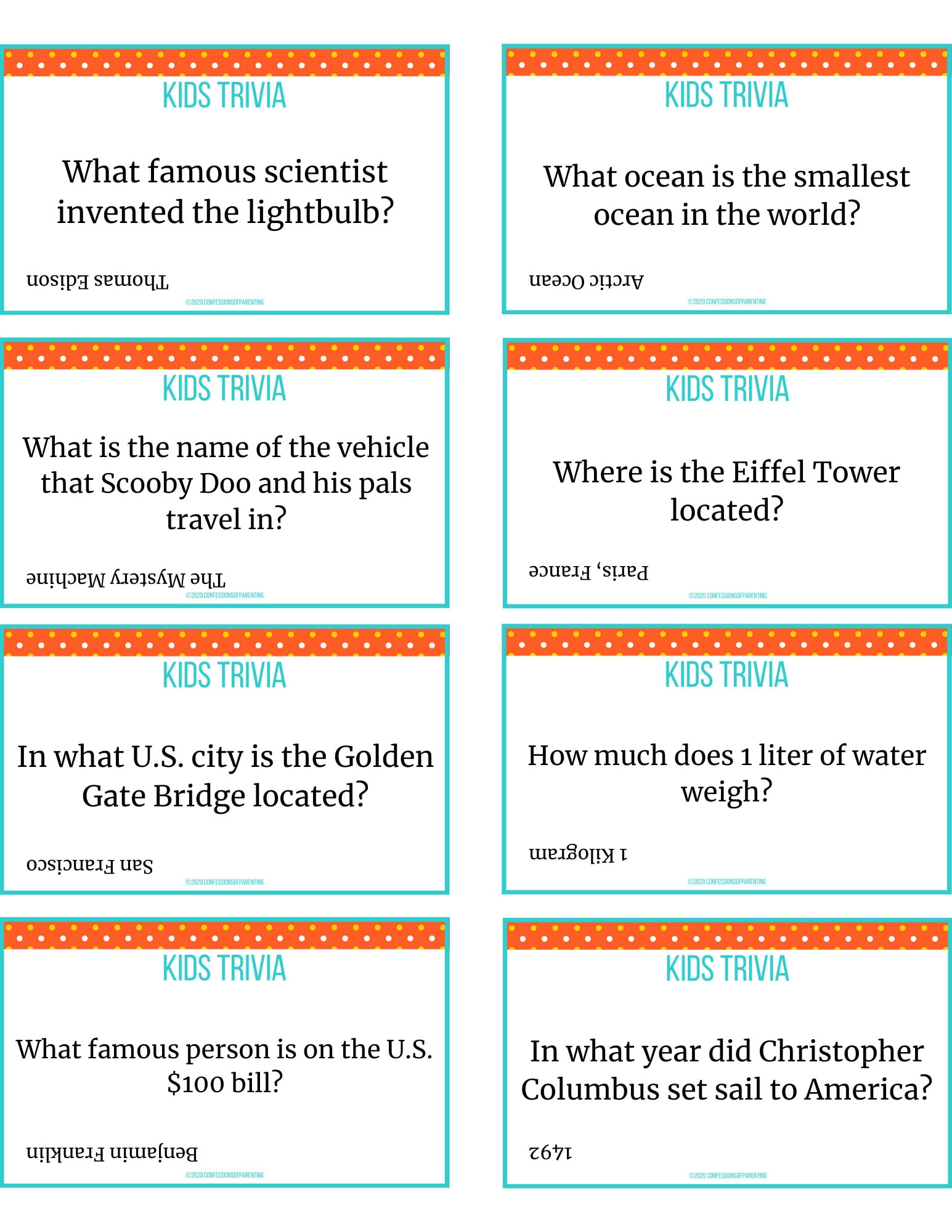 300+ Trivia Questions for Kids| Kids Trivia Game | Printable Trivia for ...