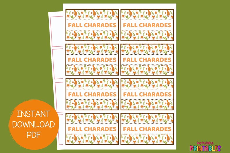 Fall Charades | Printable Party Game for Kids & Adults | Printable Fall ...