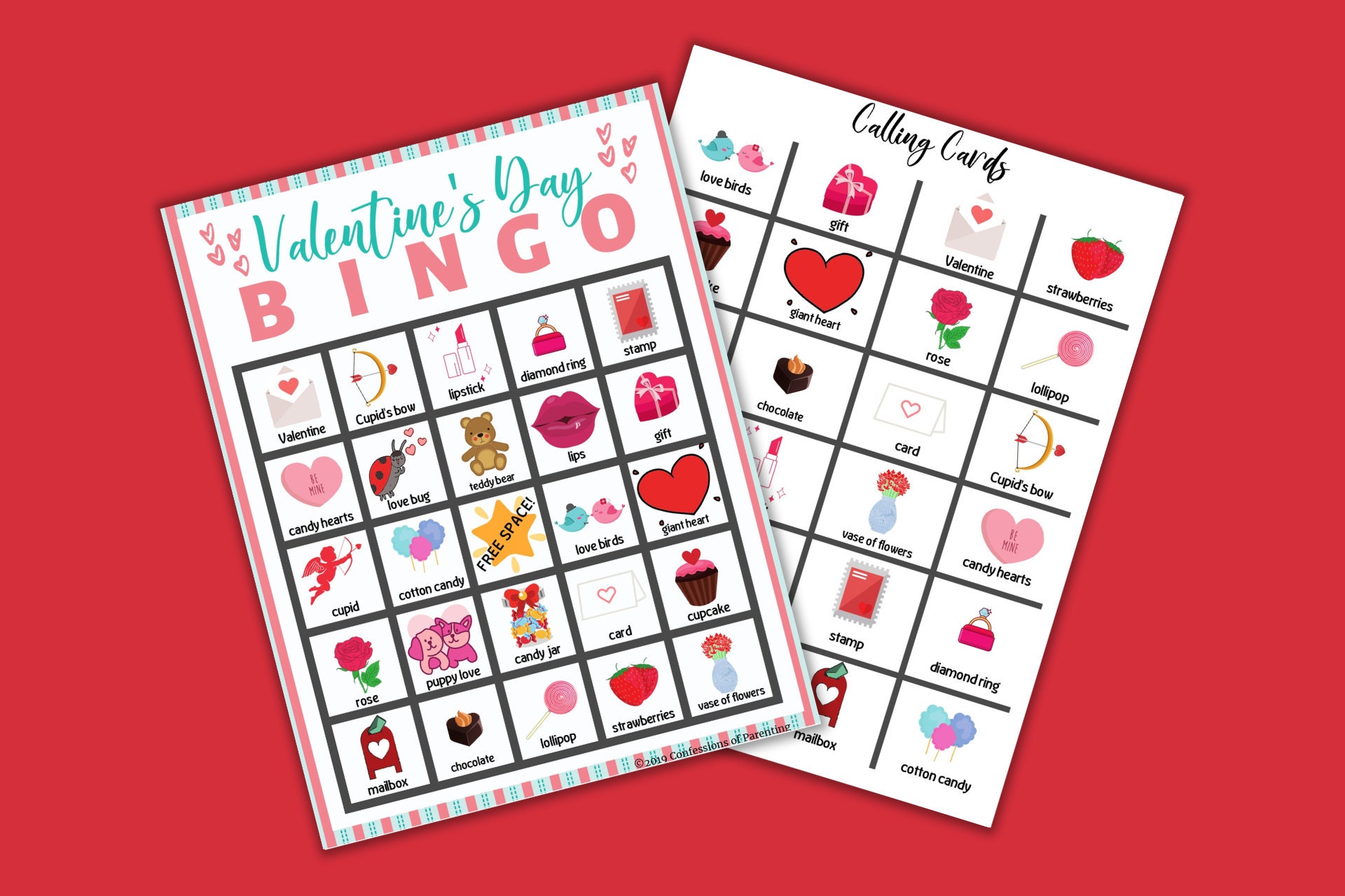 Valentine's Day Bingo Card Valentine Themed Bingo Game for Kids ...