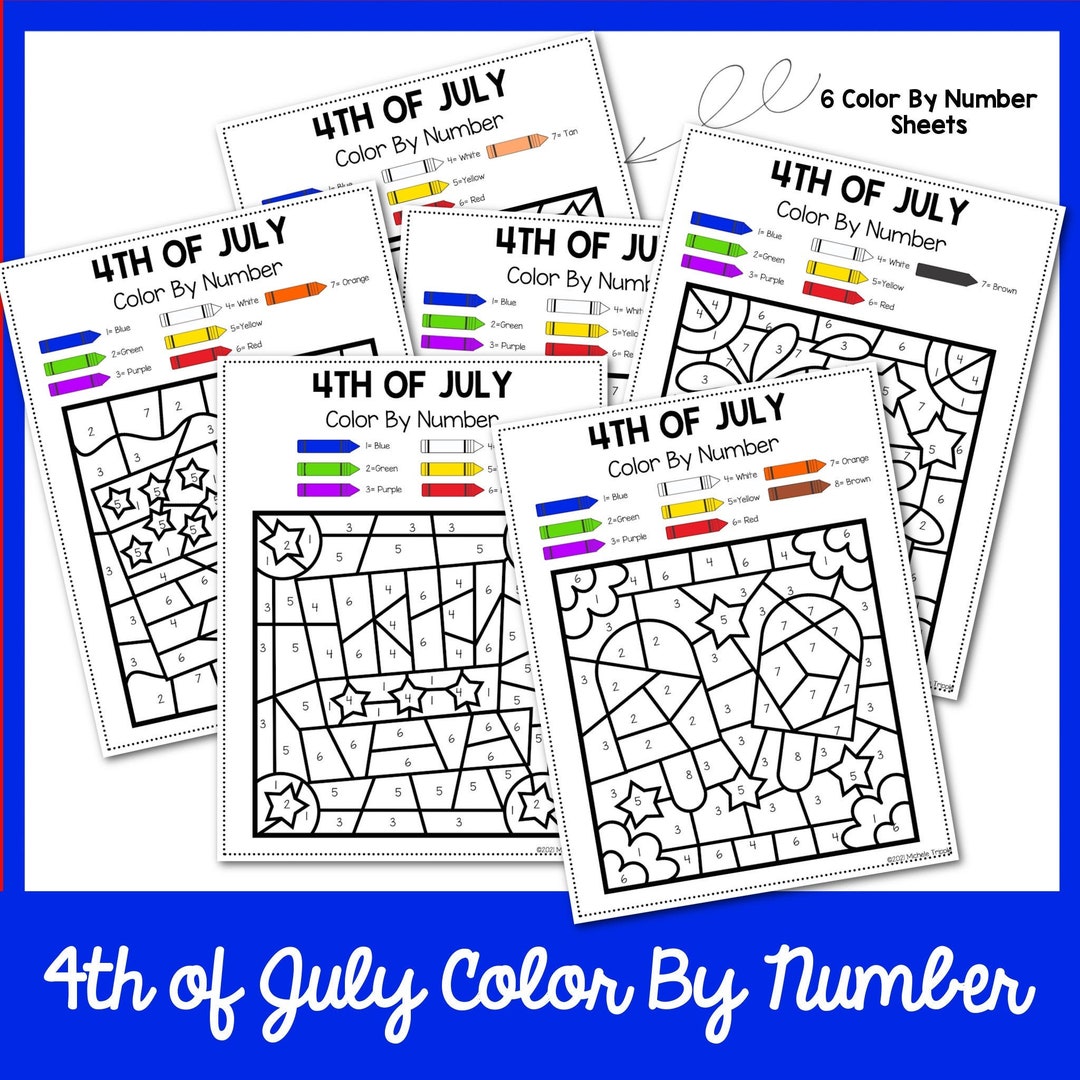 6 4th of July Color by Number Sheets | Printable 4th of July Color by ...