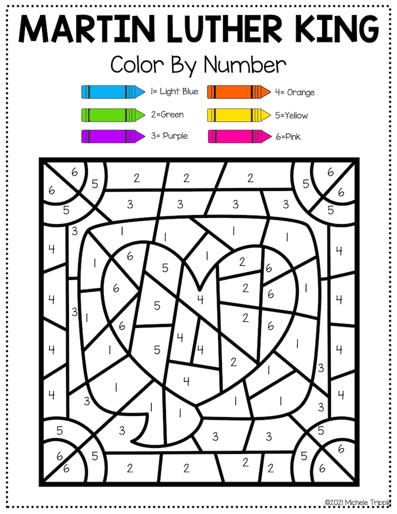 Martin Luther King Color by Number Activity for Kindergarten, Coloring ...