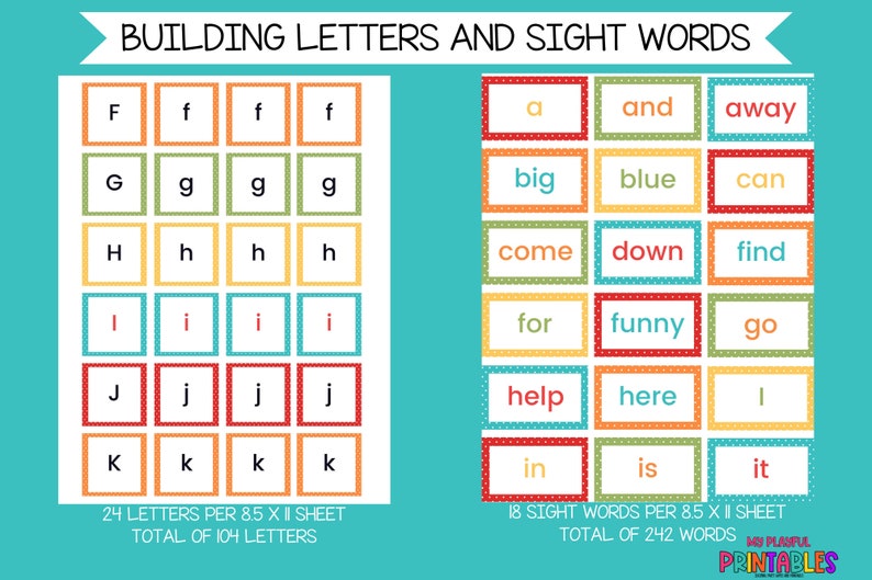 Kindergarten Sight Word Building Activity Kindergarten Sight Words ...