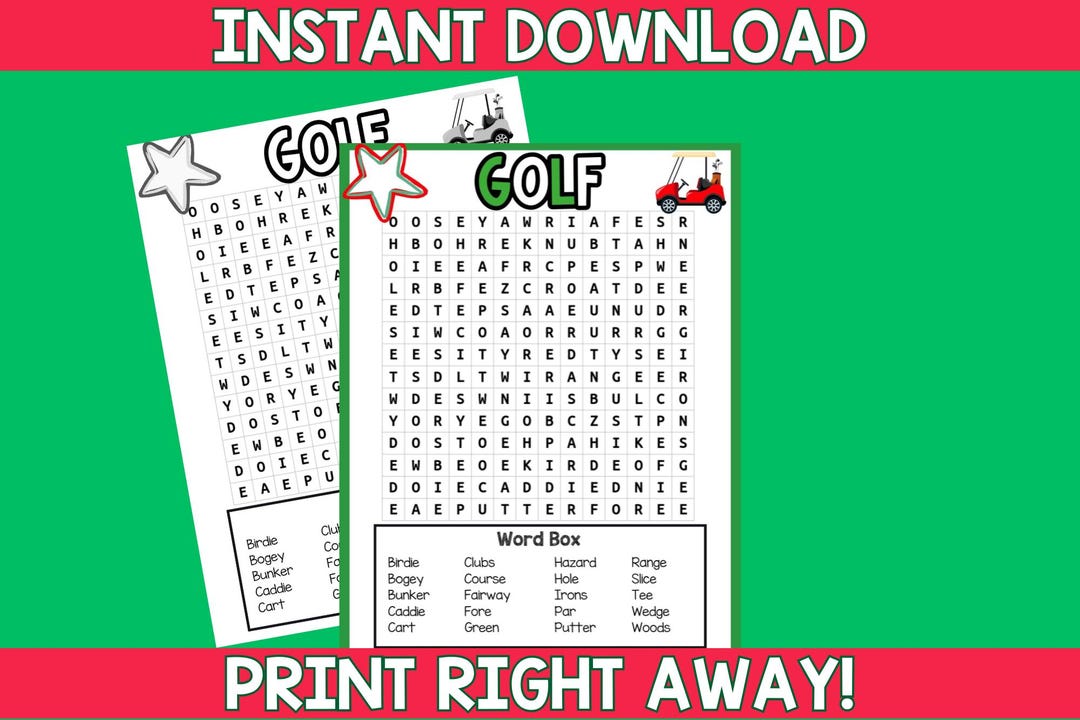 Golf Word Search Game | Printable Golf Party Games | Golf Tournament ...