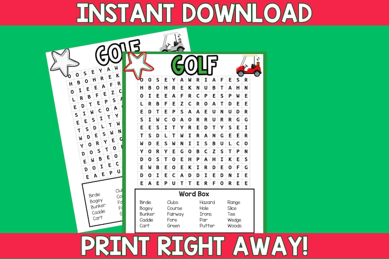Golf Word Search Game | Printable Golf Party Games | Golf Tournament ...