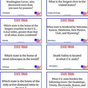 100 State Trivia Questions | Printable U.S. State Trivia | Educational ...