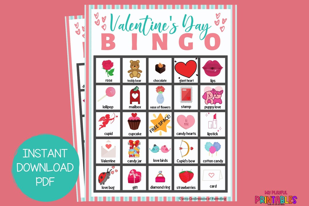 Valentine's Day Bingo Card Valentine Themed Bingo Game for Kids ...