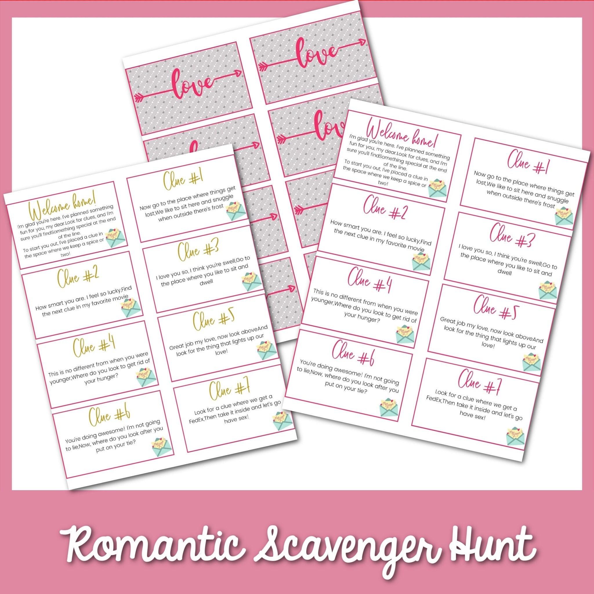 Romantic Scavenger Hunt Couples Scavenger Hunt Printable Valentines