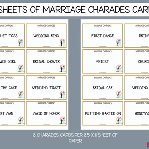 50 Marriage Charades Cards | Charades Cards | Charades for Adults ...