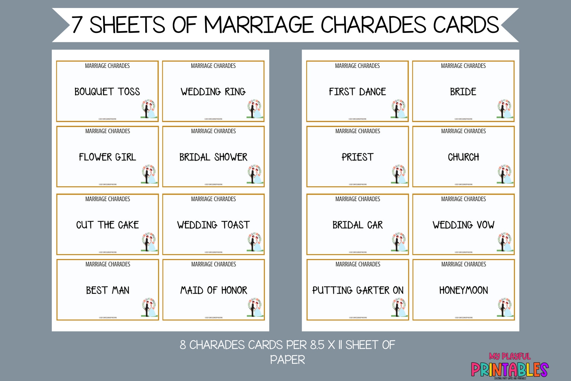 50 Marriage Charades Cards | Charades Cards | Charades for Adults ...