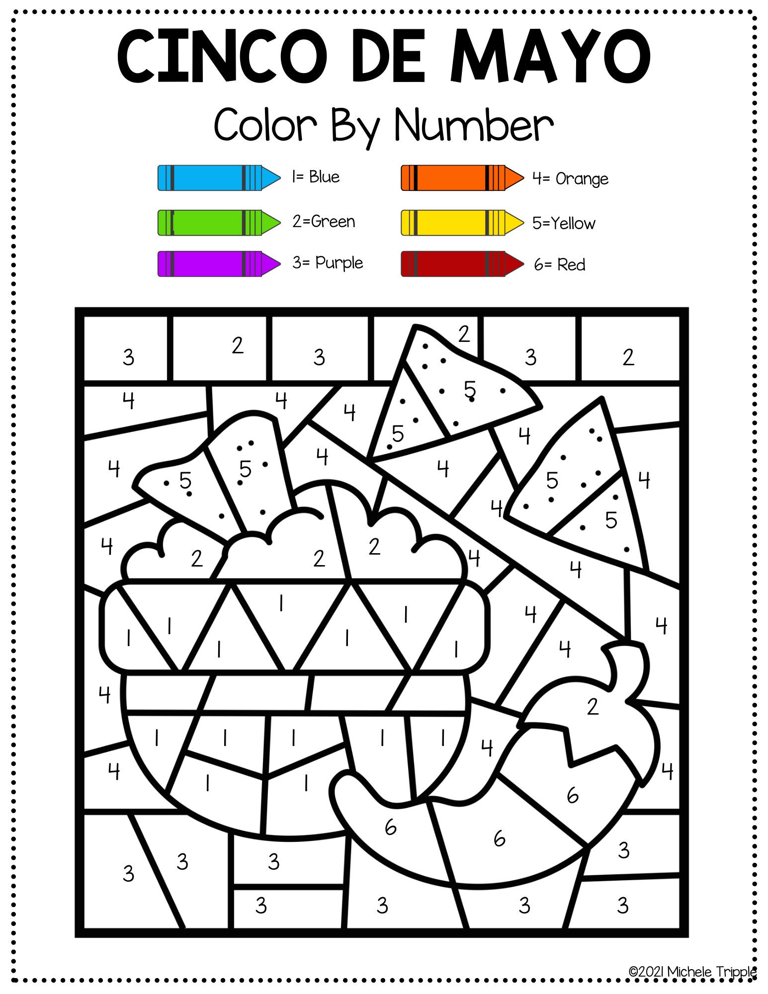 6 Cinco De Mayo Color by Number | Fiesta Color by Number | Cinco De ...