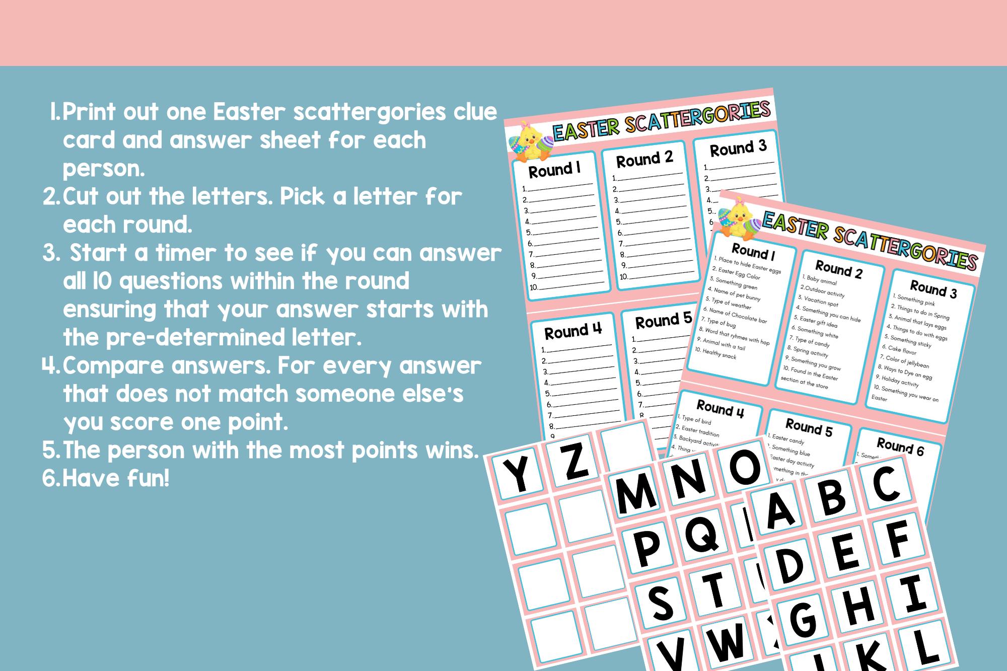 Easter Scattergories Game | Printable Easter Games | Scattergories ...