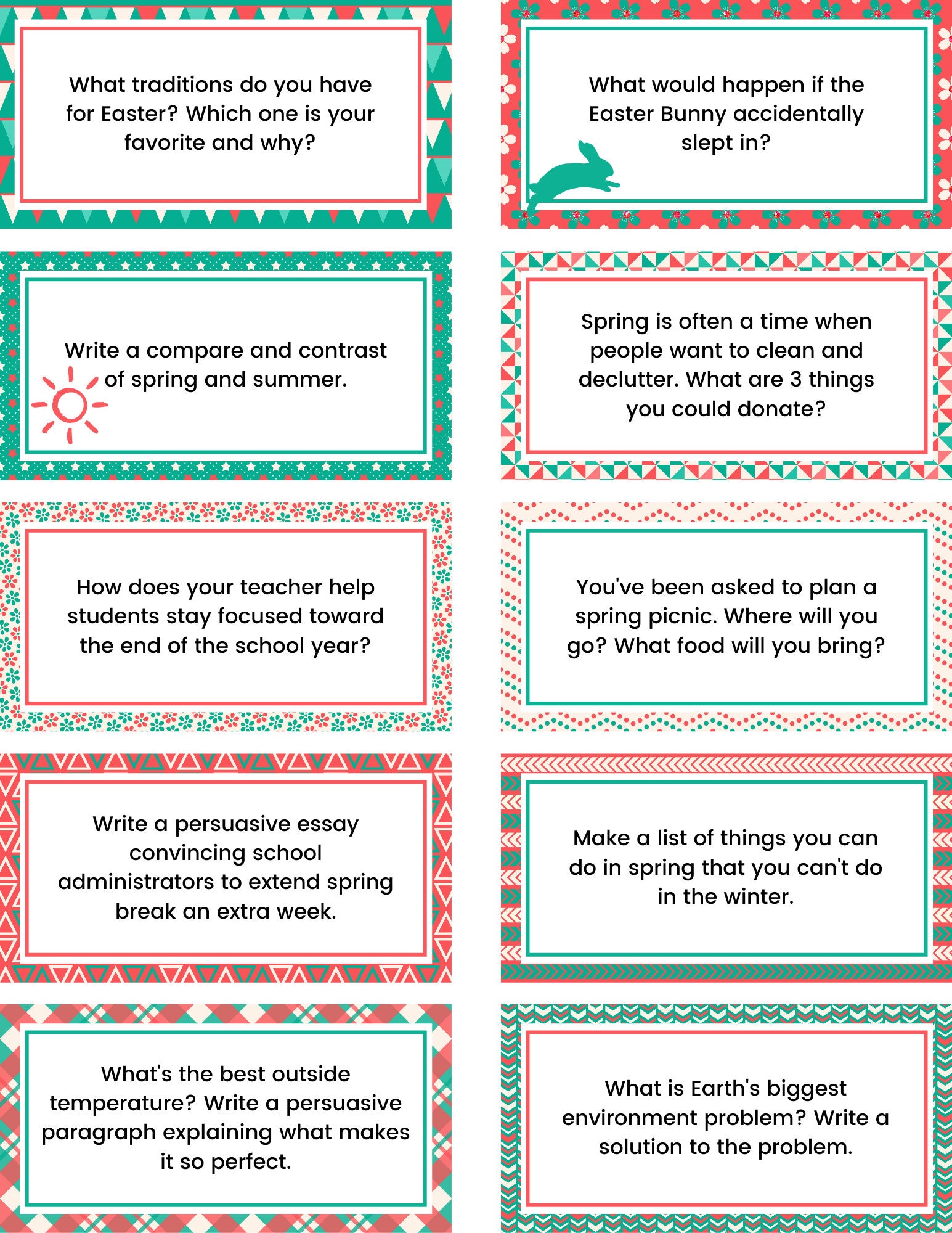 50 Spring Journal Prompts | Printable Spring Journaling Activity ...