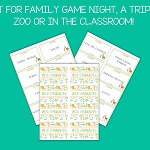 Zoo Charades Charades for Kids Charades for Families Family Game Night ...