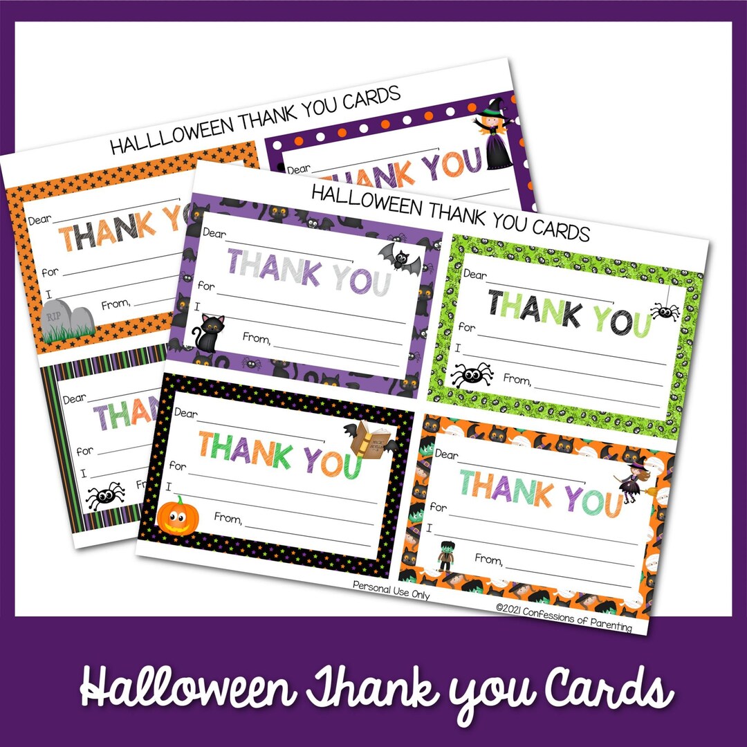 Halloween Thank You Cards, Insert Cards, - Etsy