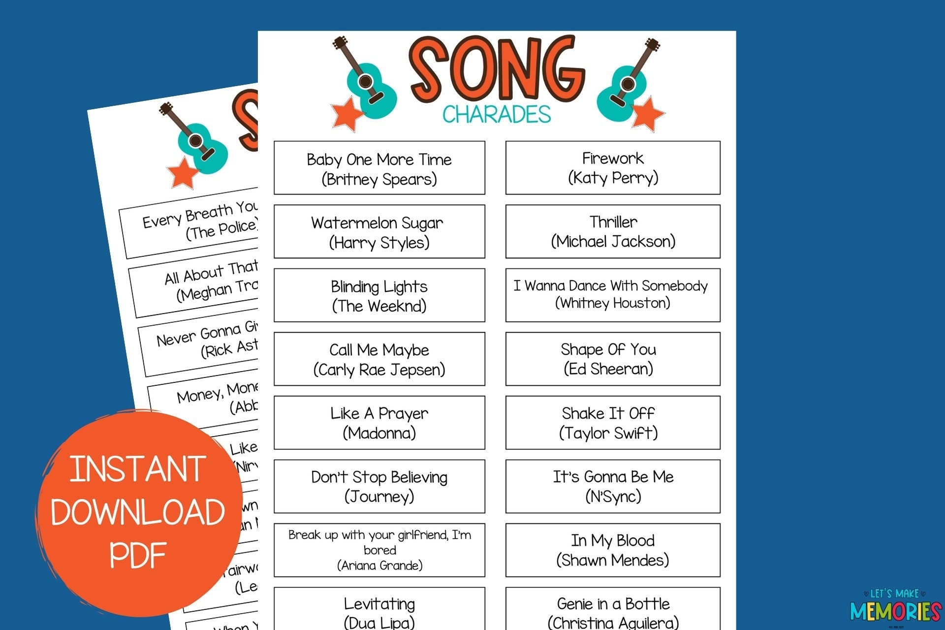 Song Charades Game | 300 Charades Ideas | Printable Games | Party Games ...