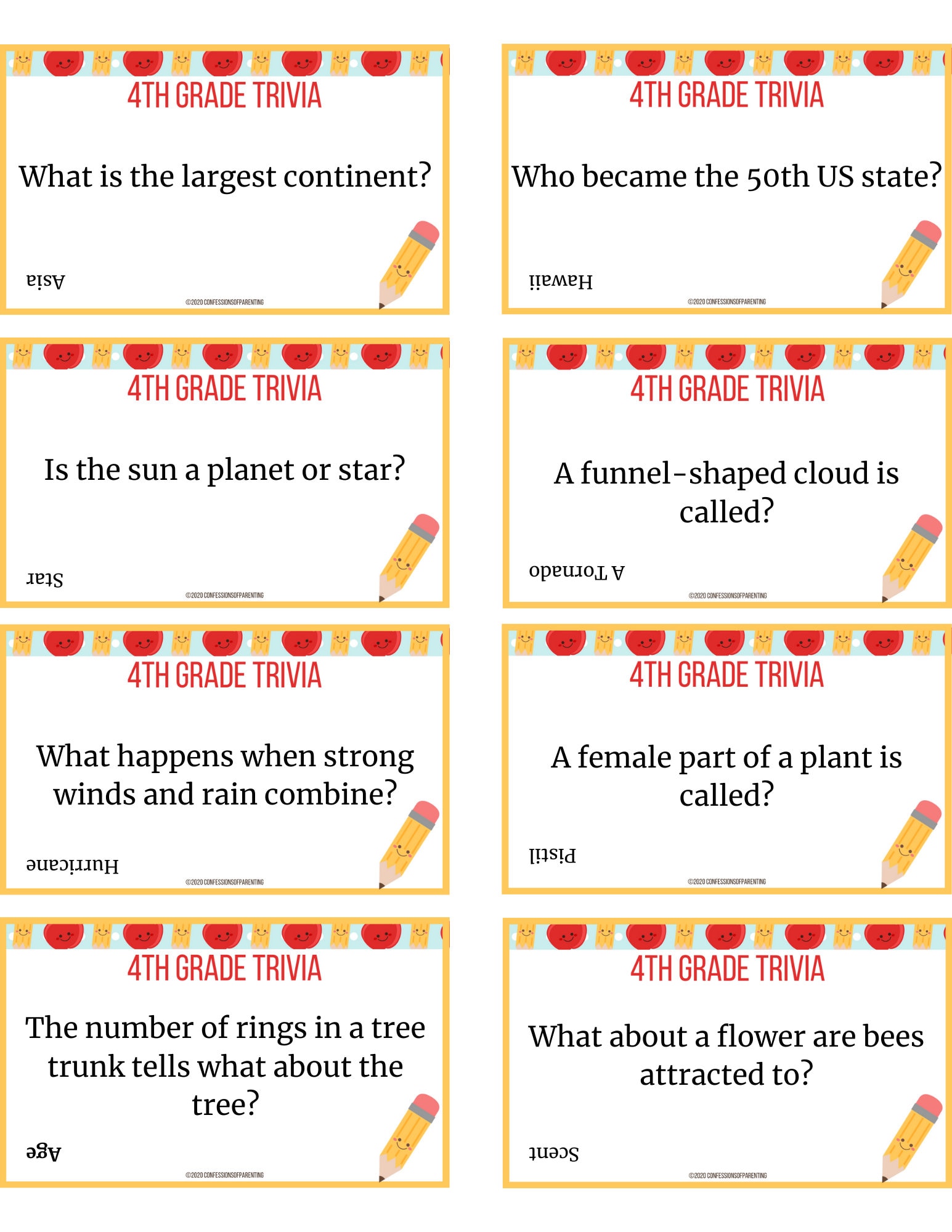 50 4th Grade Trivia Questions | Printable 4th Grade Trivia ...