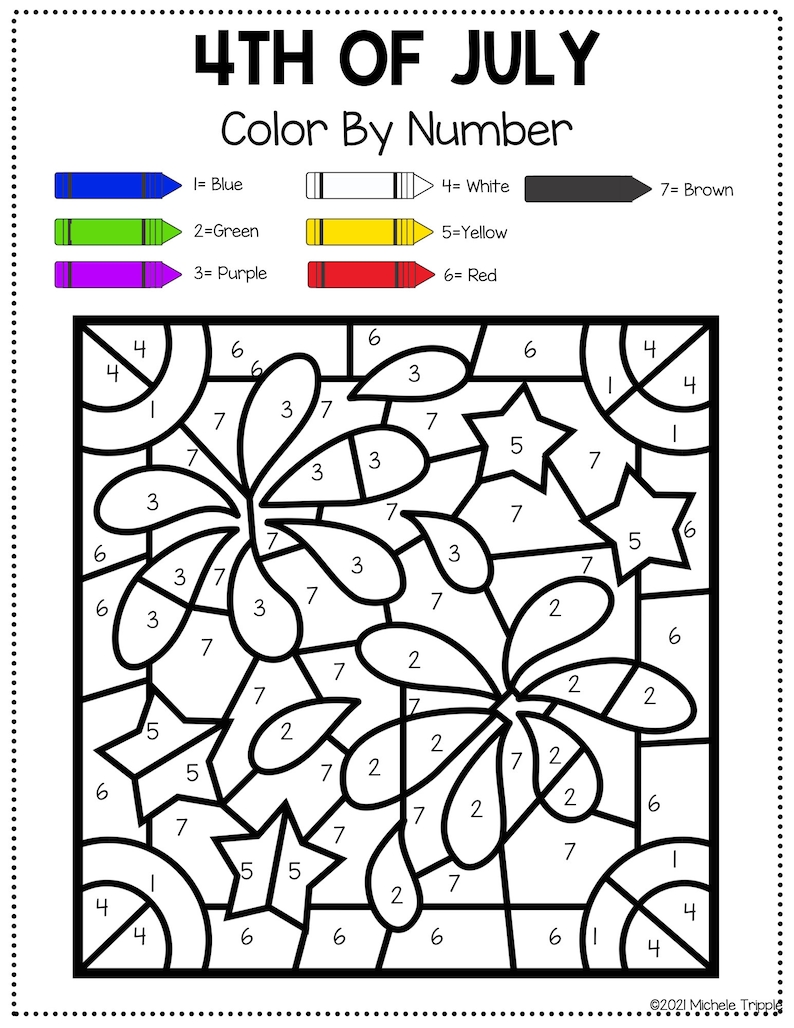 6 4th of July Color by Number Sheets | Printable 4th of July Color by ...