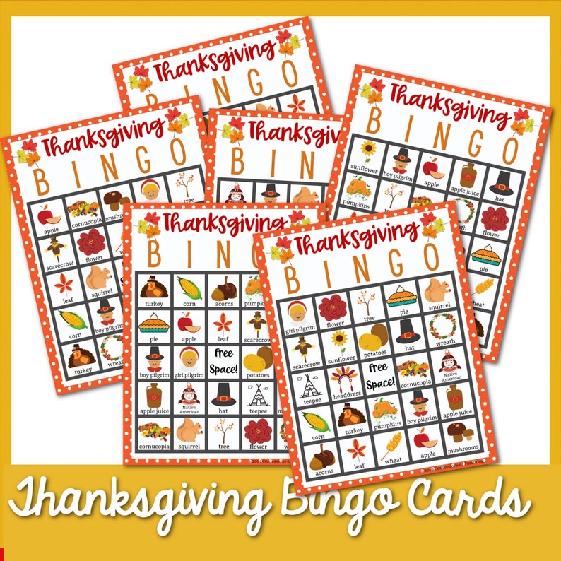 7 Thanksgiving Bingo Cards | Printable Thanksgiving Bingo | Printable ...