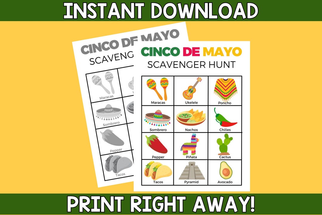 Cinco De Mayo Scavenger Hunt Game | Printable Cinco De Mayo Scavenger ...