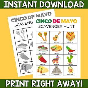 Cinco De Mayo Scavenger Hunt Game | Printable Cinco De Mayo Scavenger ...
