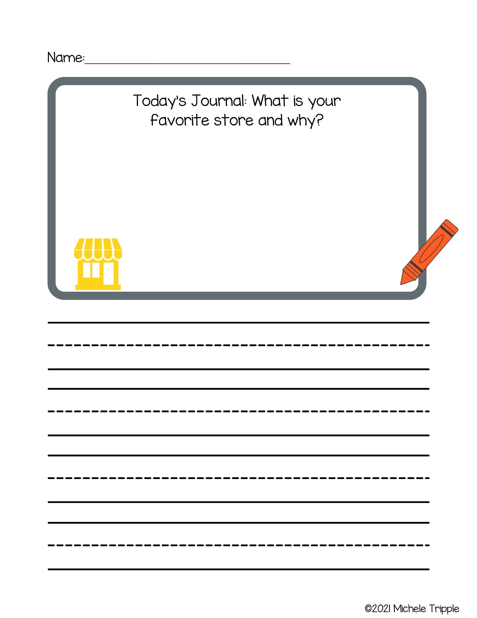 50 Kindergarten Journal Prompts | Printable Kindergarten Writing ...