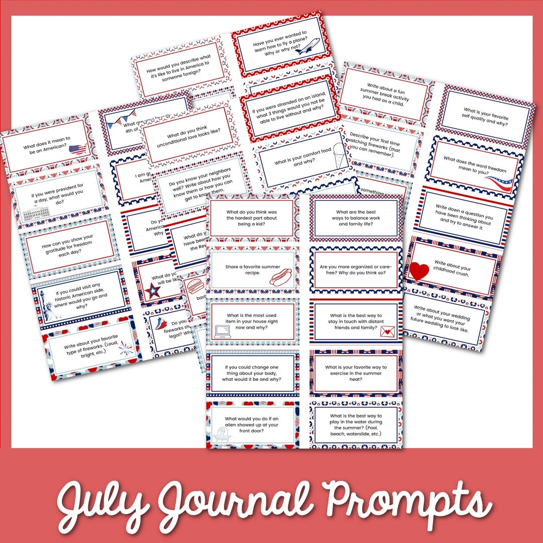50 July Journal Prompts | Printable July Writing Prompt | Daily Writing ...