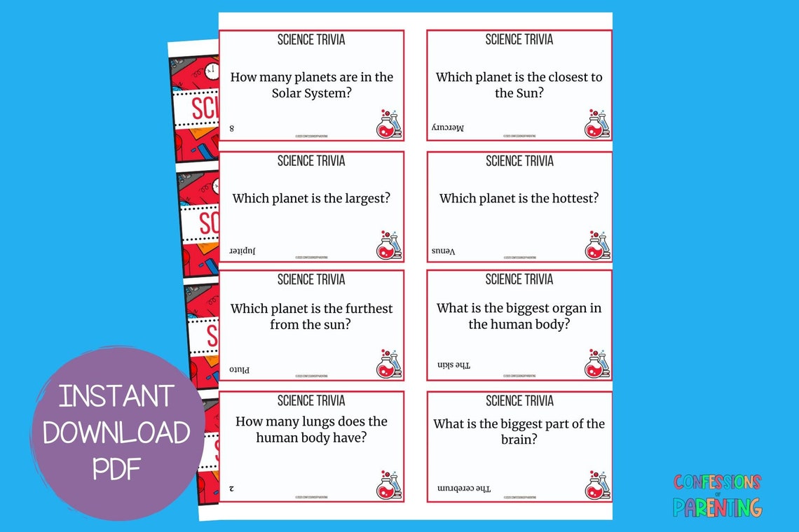 50 Science Trivia Cards | STEM Trivia Questions | Science Trivia for ...