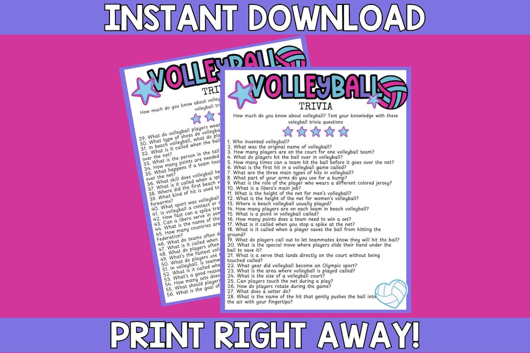 Volleyball Trivia Questions | Printable Sports Game | 100 Volleyball ...