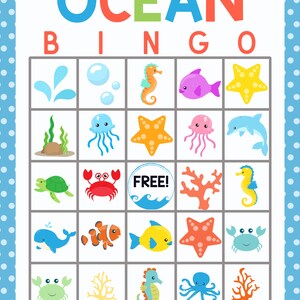 7 Ocean Bingo Games | Under the Sea Bingo | Printable Ocean Bingo ...