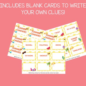 Summer Charades Charades for Kids Charades for Families Family Game ...