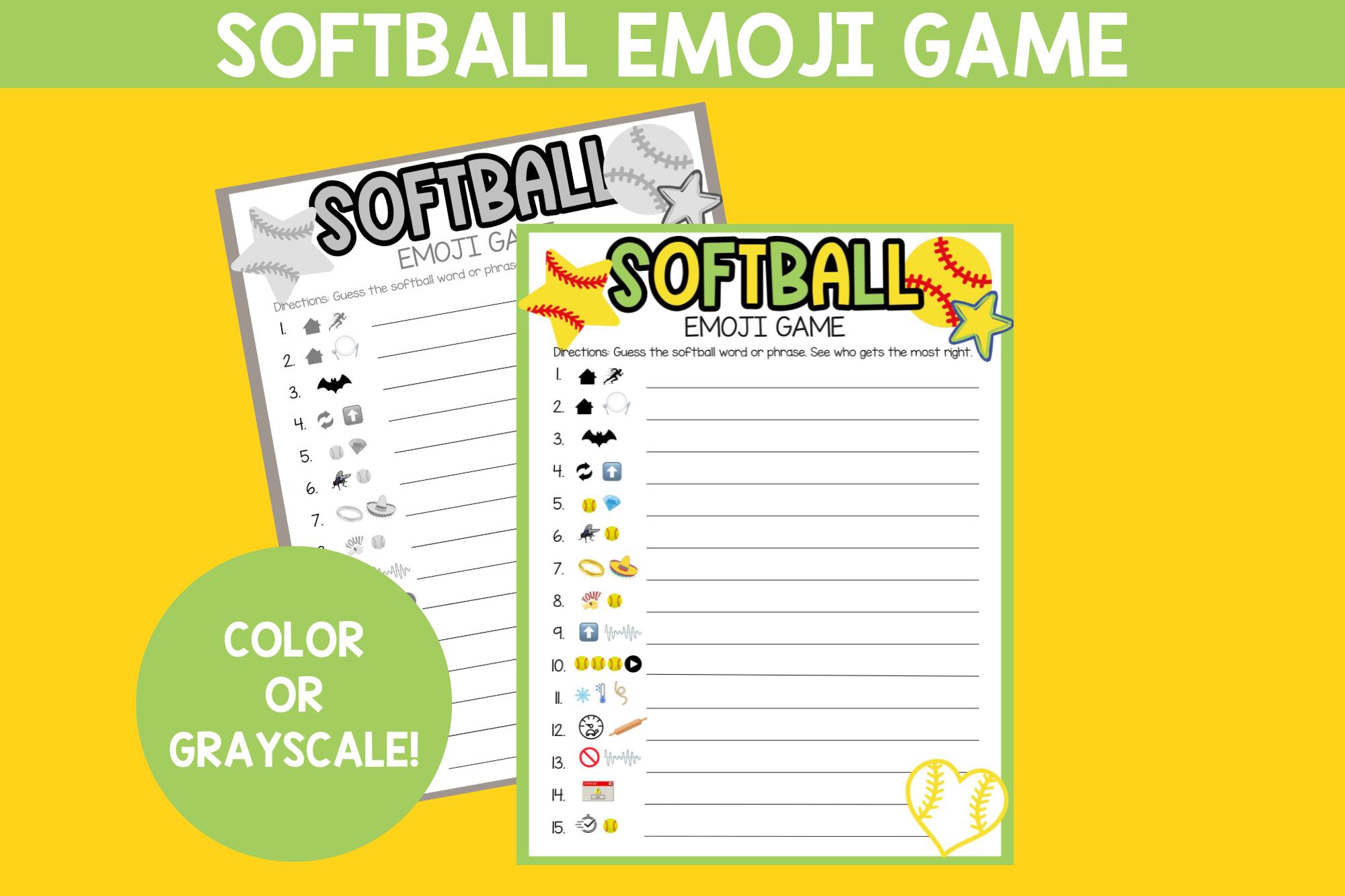 Softball Emoji| Guess the Softball Emoji| Softball Party Activity ...