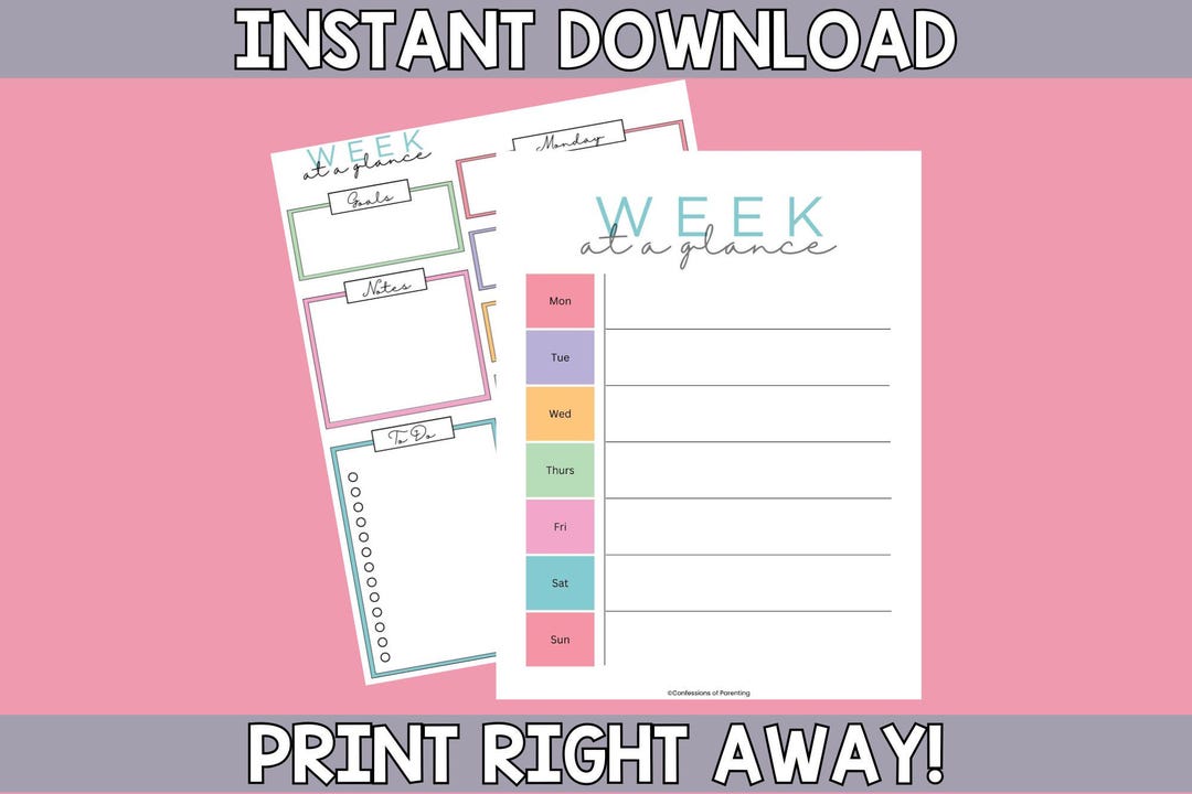 Weekly Plan Printable | Printable Weekly Planner | Weekly Schedule PDF ...
