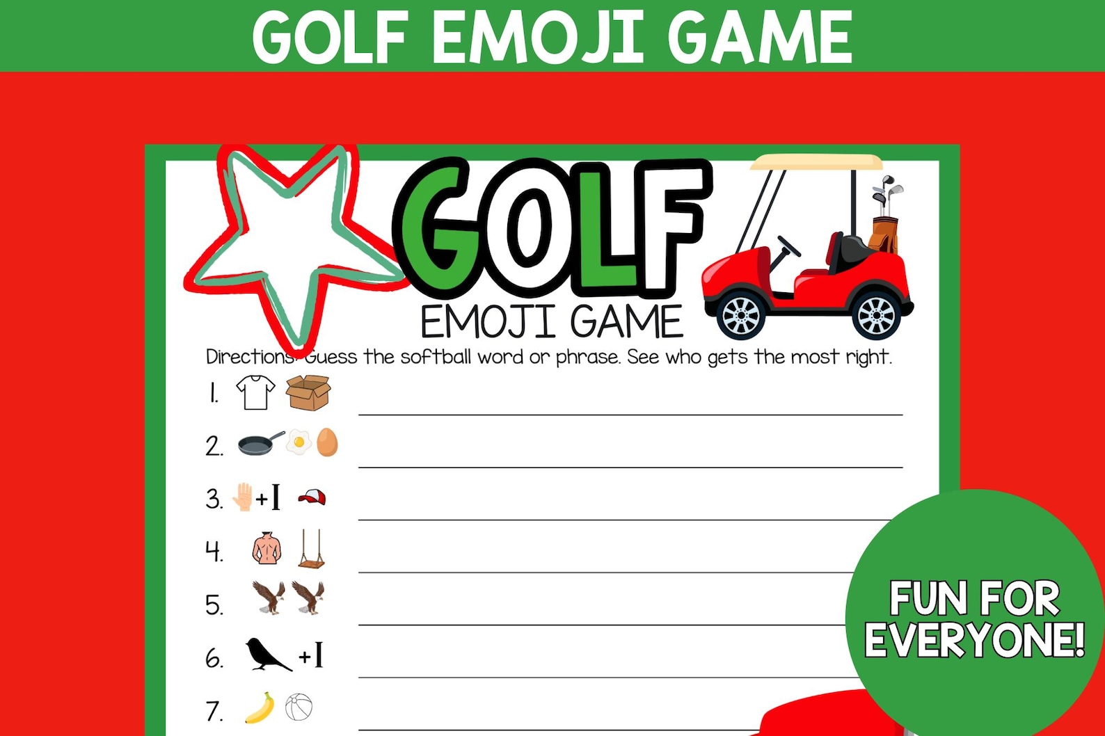 Golf Emoji Pictionary Game | Golf Emoji Game | Printable Golf Party ...
