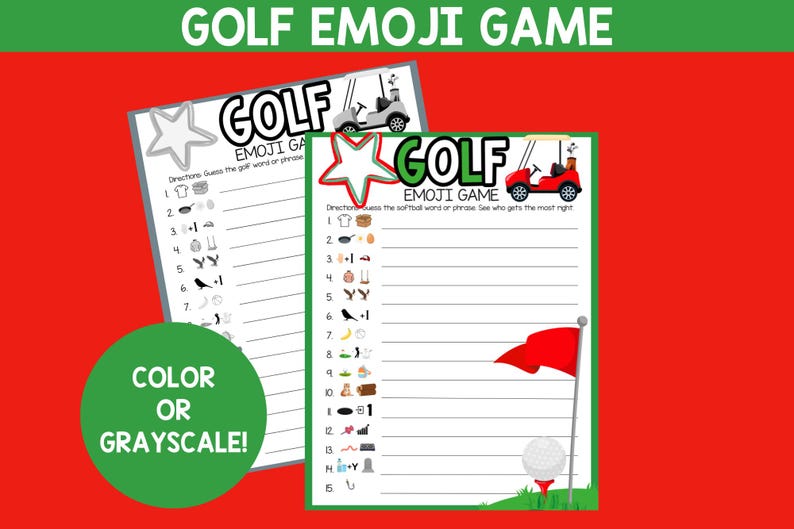 Golf Emoji Pictionary Game | Golf Emoji Game | Printable Golf Party ...