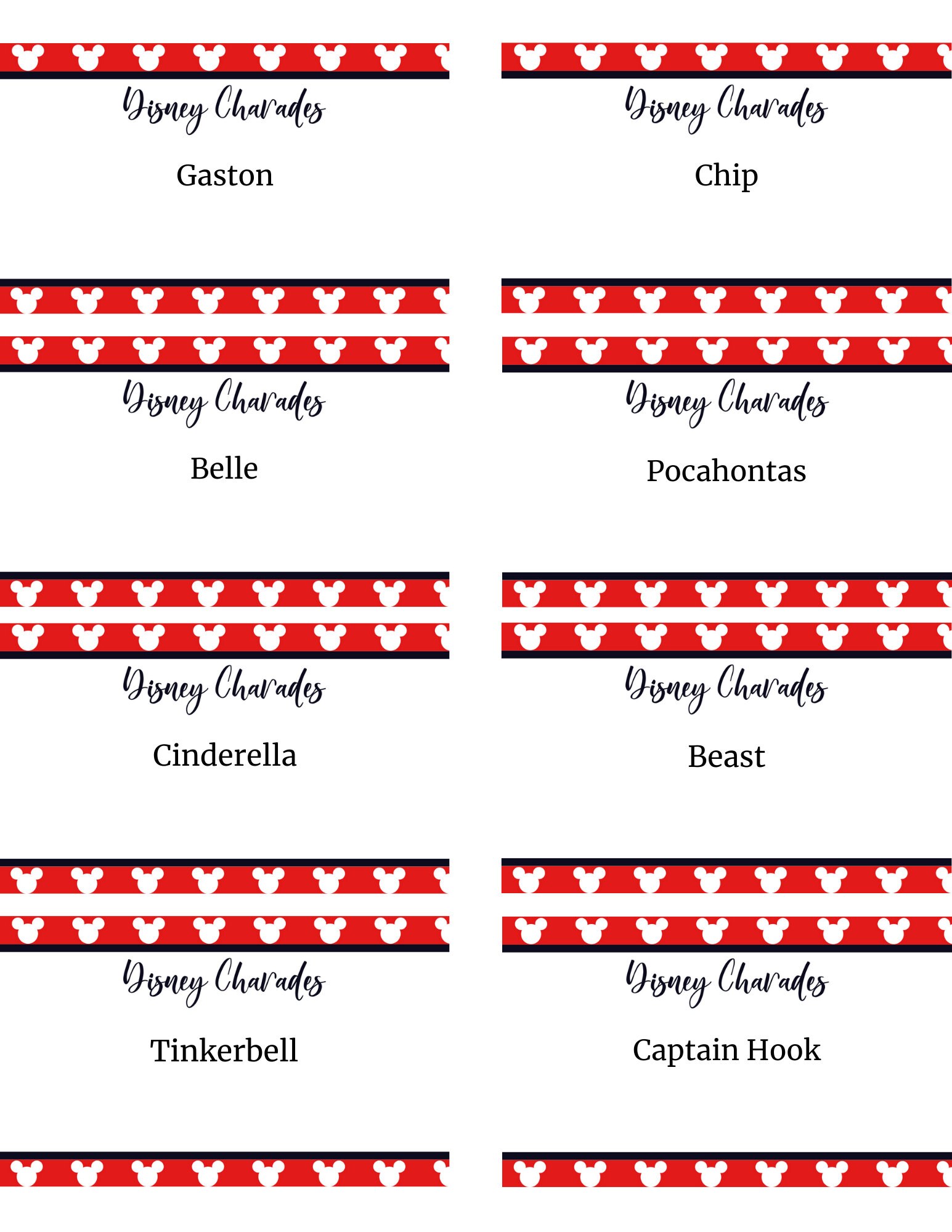 100 Disney Charades | Etsy