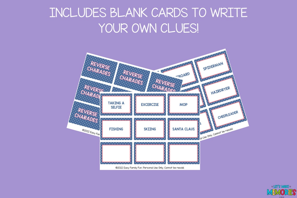 50 Reverse Charades| Charades Games| Charades for Family | Family Fun ...