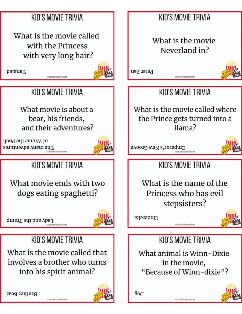 50 Kids' Movie Trivia Questions | Printable Movie Trivia for Kids ...